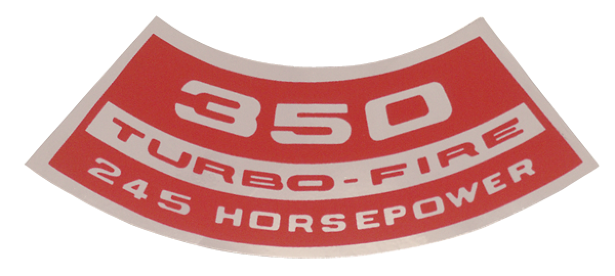 Full Size Chevy Air Cleaner Decal, Turbo-Fire, 350ci/245hp, 1970 ...