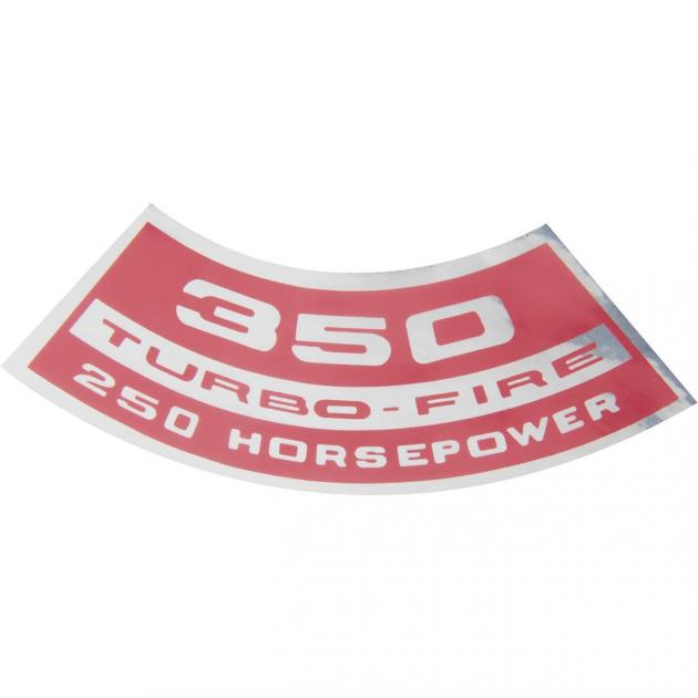 Full Size Chevy Air Cleaner Decal, Turbo-Fire, 350ci/250hp, 1969 ...