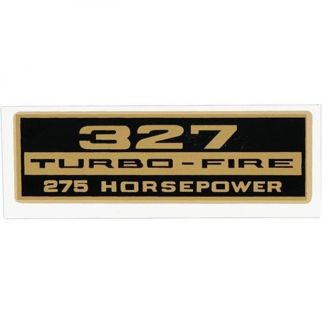 Full Size Chevy Valve Cover Decal, 327ci/275hp Turbo-Fire, 1958-1964 ...