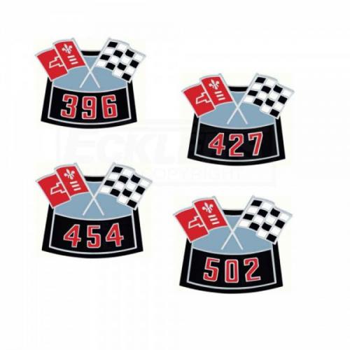 Chevy Air Cleaner Emblem, Crossed Flag With Cubic Inch Displacement ...