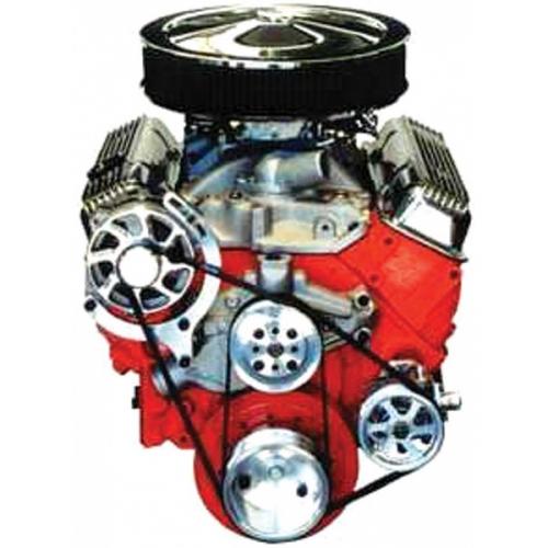 Full Size Chevy Serpentine Pulley Kit, With Polished High Brackets, For ...