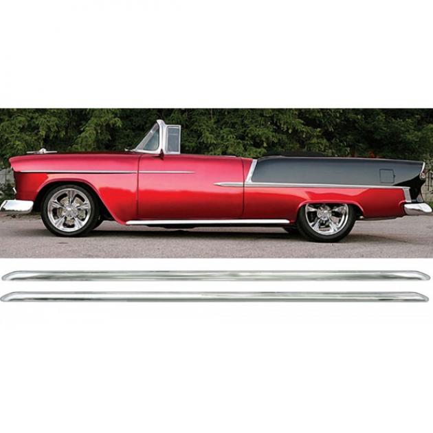 Chevy Rocker Panel Moldings, Custom, With Clips, 1955 | Classic Chevy