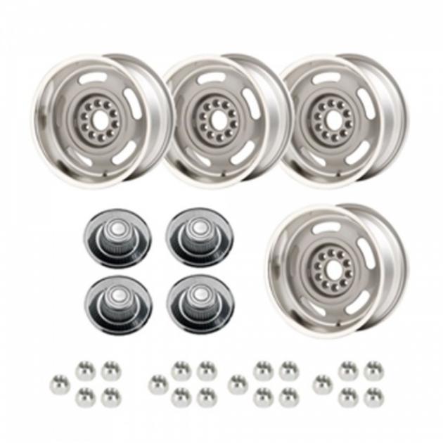 Chevelle - Rally Wheel Kit, 1-Piece Cast Aluminum With Tall Derby Caps ...