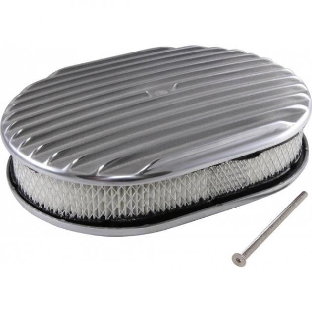 Chevy Air Cleaner, Oval Full Finned Polished Aluminum, 12 | Classic Chevy