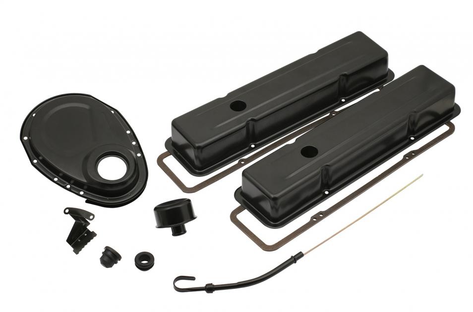 Mr. Gasket Engine Dress Up Kit, Flat Black 9834BP | Classic Chevy
