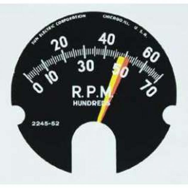 Full Size Chevy Tachometer Face Decal, 7000 RPM & 5200 Red Line, 1962 ...