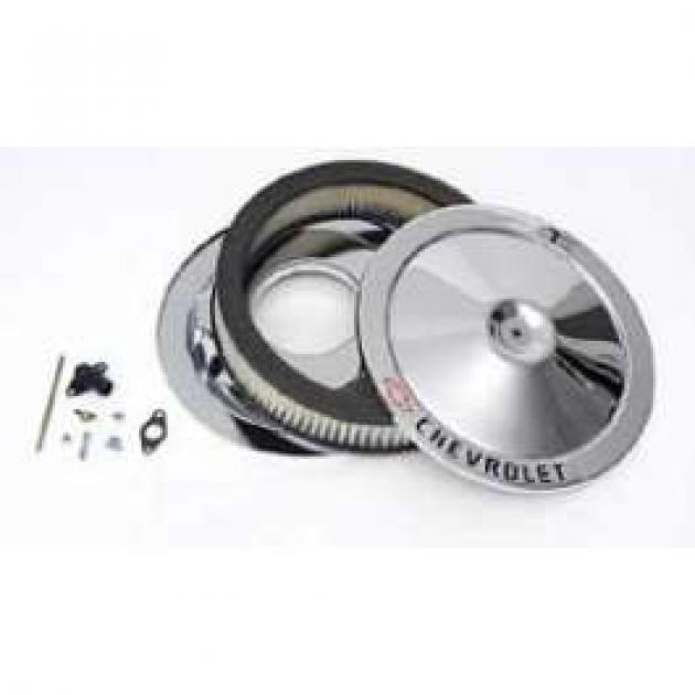 Full Size Chevy Air Cleaner, 14, Chrome, With Chevrolet Script & Bowtie ...