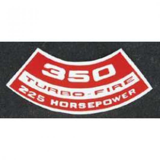 Full Size Chevy Air Cleaner Decal, 350ci/225hp Turbo-Fire, 1965-1972 ...