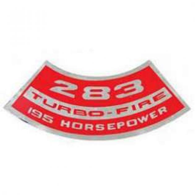 Full Size Chevy Air Cleaner Decal, Turbo-Fire, 283ci/195hp, 1967 ...