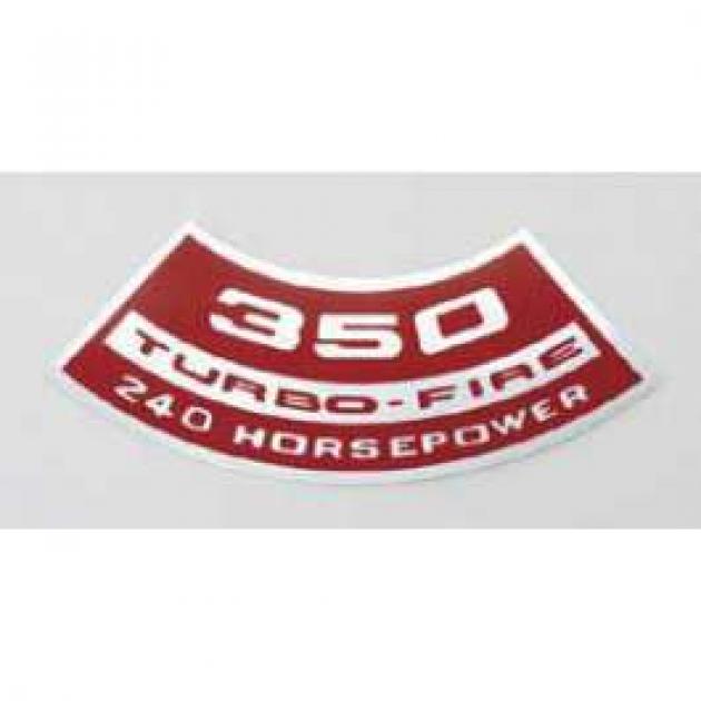 Full Size Chevy Air Cleaner Decal, 350ci/240hp Turbo-Fire, 1965-1972 ...