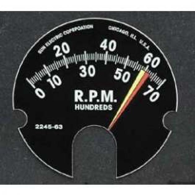Full Size Chevy Tachometer Face Decal, 7000 RPM & 6200 Red Line, 1962 ...