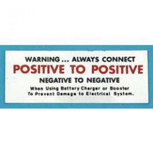 Full Size Chevy Battery Warning Decal, 1964-1966 | Classic Chevy