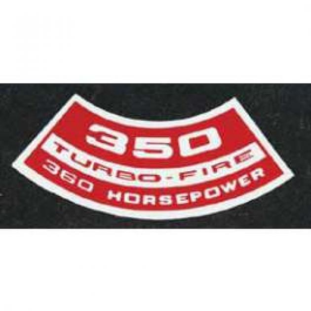 Full Size Chevy Air Cleaner Decal, 350ci/360hp Turbo-Fire, 1965-1972 ...