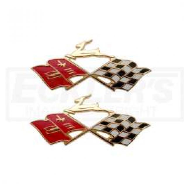 Full Size Chevy Rear Quarter Panel Crossed-Flags Emblems, Impala, 1959 ...