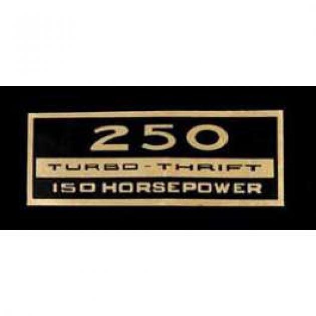Full Size Chevy Valve Cover Decal, Turbo-Thrift, 250ci/150hp, 1965 ...