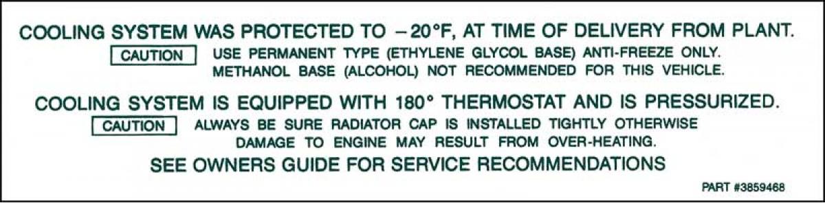 Full Size Chevy Engine Cooling System Decal, 1962-1965 | Classic Chevy